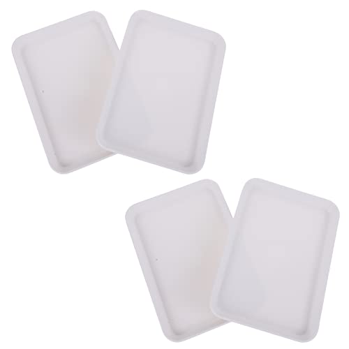 Rectangular Serving Tray 4pcs Decorative Serving Tray Melamine Snack Tray Plate Fruit Serving Tray Tea Drink Platter for Coffee Food Breakfast Dinner (White) Dining Tray