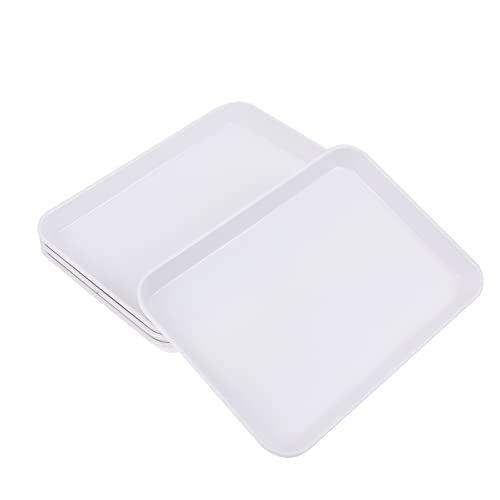 Rectangular Serving Tray 4pcs Decorative Serving Tray Melamine Snack Tray Plate Fruit Serving Tray Tea Drink Platter for Coffee Food Breakfast Dinner (White) Dining Tray