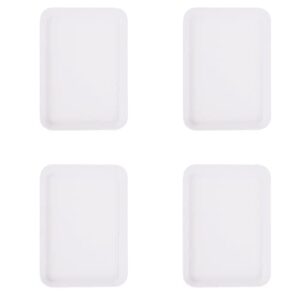 Rectangular Serving Tray 4pcs Decorative Serving Tray Melamine Snack Tray Plate Fruit Serving Tray Tea Drink Platter for Coffee Food Breakfast Dinner (White) Dining Tray