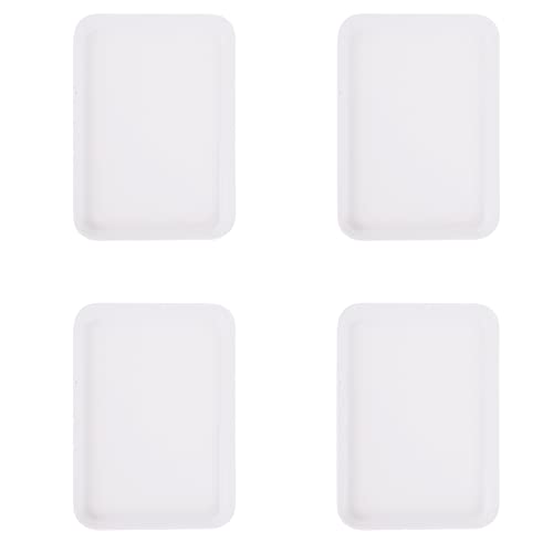 Rectangular Serving Tray 4pcs Decorative Serving Tray Melamine Snack Tray Plate Fruit Serving Tray Tea Drink Platter for Coffee Food Breakfast Dinner (White) Dining Tray