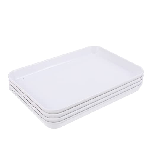 Rectangular Serving Tray 4pcs Decorative Serving Tray Melamine Snack Tray Plate Fruit Serving Tray Tea Drink Platter for Coffee Food Breakfast Dinner (White) Dining Tray