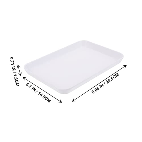 Rectangular Serving Tray 4pcs Decorative Serving Tray Melamine Snack Tray Plate Fruit Serving Tray Tea Drink Platter for Coffee Food Breakfast Dinner (White) Dining Tray