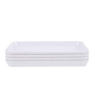 Rectangular Serving Tray 4pcs Decorative Serving Tray Melamine Snack Tray Plate Fruit Serving Tray Tea Drink Platter for Coffee Food Breakfast Dinner (White) Dining Tray