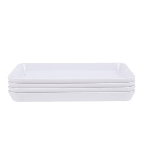 Rectangular Serving Tray 4pcs Decorative Serving Tray Melamine Snack Tray Plate Fruit Serving Tray Tea Drink Platter for Coffee Food Breakfast Dinner (White) Dining Tray