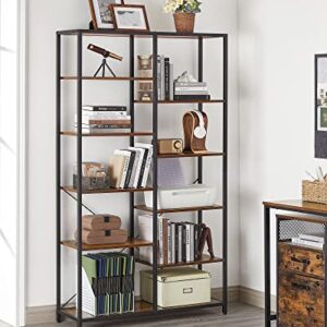 VASAGLE Bookshelf, 5 Tier Bookcase, Free-Standing Shelf, for Bedroom, Living Room, Office, Study, 11.8 x 39.4 x 66.9 Inches, Easy Assembly, Industrial Style, Rustic Brown and Black ULLS155B01