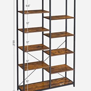 VASAGLE Bookshelf, 5 Tier Bookcase, Free-Standing Shelf, for Bedroom, Living Room, Office, Study, 11.8 x 39.4 x 66.9 Inches, Easy Assembly, Industrial Style, Rustic Brown and Black ULLS155B01