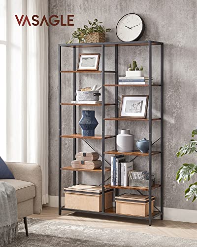 VASAGLE Bookshelf, 5 Tier Bookcase, Free-Standing Shelf, for Bedroom, Living Room, Office, Study, 11.8 x 39.4 x 66.9 Inches, Easy Assembly, Industrial Style, Rustic Brown and Black ULLS155B01