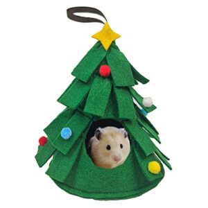 jenpech hamster guinea pig cage accessorie rabbit chinchilla hedgehog bird christmas tree shape felt small animal pet bed house green