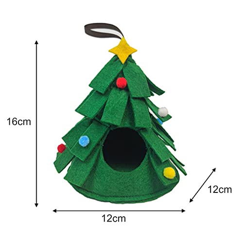 JENPECH Hamster Guinea Pig Cage Accessorie Rabbit Chinchilla Hedgehog Bird Christmas Tree Shape Felt Small Animal Pet Bed House Green