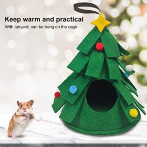 JENPECH Hamster Guinea Pig Cage Accessorie Rabbit Chinchilla Hedgehog Bird Christmas Tree Shape Felt Small Animal Pet Bed House Green