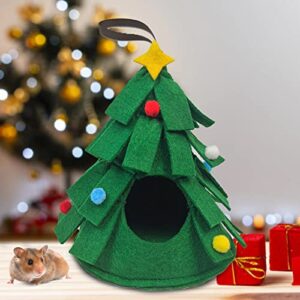 JENPECH Hamster Guinea Pig Cage Accessorie Rabbit Chinchilla Hedgehog Bird Christmas Tree Shape Felt Small Animal Pet Bed House Green