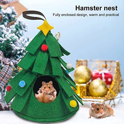 JENPECH Hamster Guinea Pig Cage Accessorie Rabbit Chinchilla Hedgehog Bird Christmas Tree Shape Felt Small Animal Pet Bed House Green