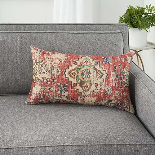 Nicole Curtis Pillow Persian Medallion Rust 14" X 24" Throw Pillow