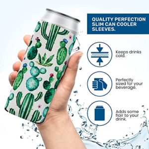 QualityPerfection Slim Can Coolers Sleeves (2 Pack) Insulated, Beer/Energy Drink Premium Neoprene 4mm Thickness Thermocoolers for 12 oz Skinny Beverage Can Covers (Old Paisley)