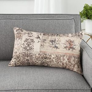 Nicole Curtis Pillow Persian Patchwork Grey/Multi 14" X 24" Throw Pillow