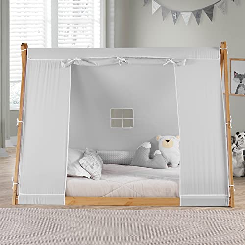 New P'kolino Tent Twin Floor Bed - Natural or White Frame, Grey, Children’s Bedroom Furniture … (Natural Frame)