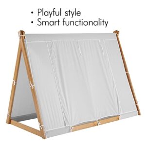 New P'kolino Tent Twin Floor Bed - Natural or White Frame, Grey, Children’s Bedroom Furniture … (Natural Frame)