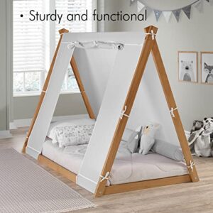 New P'kolino Tent Twin Floor Bed - Natural or White Frame, Grey, Children’s Bedroom Furniture … (Natural Frame)