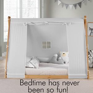 New P'kolino Tent Twin Floor Bed - Natural or White Frame, Grey, Children’s Bedroom Furniture … (Natural Frame)