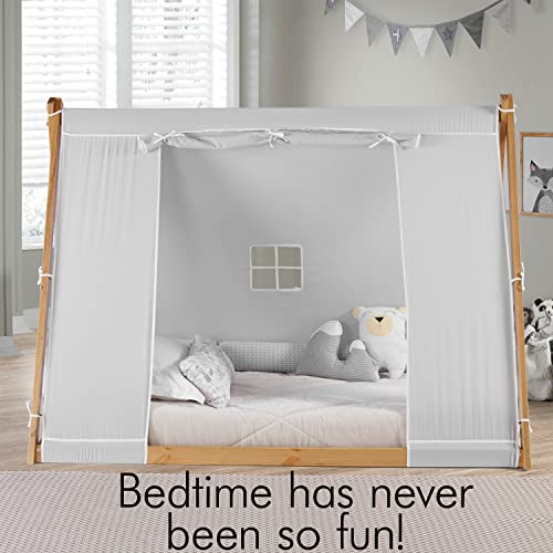 New P'kolino Tent Twin Floor Bed - Natural or White Frame, Grey, Children’s Bedroom Furniture … (Natural Frame)