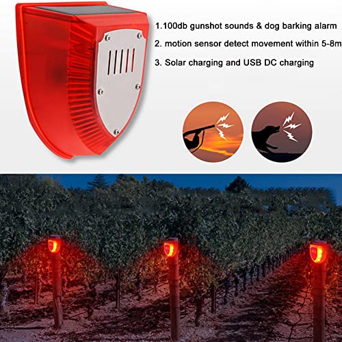 Aolyty Solar Warning Lights with 100DB Sound, 3 Working Modes Solar Power Motion Sensor Flash Strobe Light Security Wall Lamp Waterproof for Pasture, Farm, House, Yard, Barn, Home (1Pack)