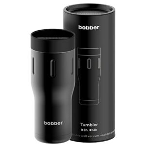 bobber - 16 oz vacuum insulated stainless steel travel coffee mug with 100% leakproof locked lid - cup holder friendly, dishwasher safe tumbler (black coffee)