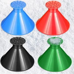 hicarer 4 pack magical ice scraper round snow scraper funnel car snow removal shovel tool cone magic car ice scraper winter car accessories for car windshield window vehicle truck automotive