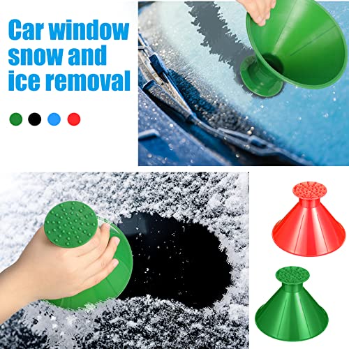 Hicarer 4 Pack Magical Ice Scraper Round Snow Scraper Funnel Car Snow Removal Shovel Tool Cone Magic Car Ice Scraper Winter Car Accessories for Car Windshield Window Vehicle Truck Automotive