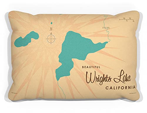 Wrights Lake California Canvas Throw Pillow for Couch or Sofa at Home & Office by Lakebound 13" x 19".