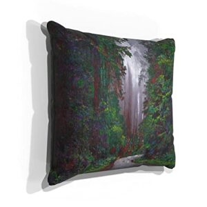 Redwood Forrest Canvas Throw Pillow for Couch or Sofa at Home & Office by Artist Lisa Sofia Robinson 18" x 18".