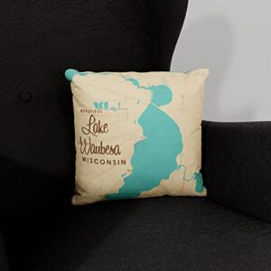 Lake Waubesa Wisconsin Canvas Throw Pillow for Couch or Sofa at Home & Office by Lakebound 18" x 18".