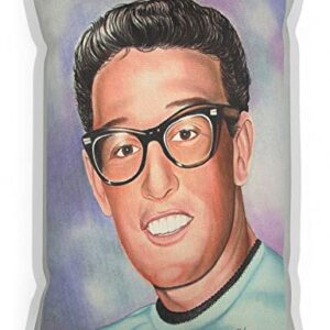 Buddy Holly Canvas Throw Pillow for Couch or Sofa at Home & Office by Artist Mike Bennett 13" x 19".