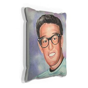 Buddy Holly Canvas Throw Pillow for Couch or Sofa at Home & Office by Artist Mike Bennett 13" x 19".