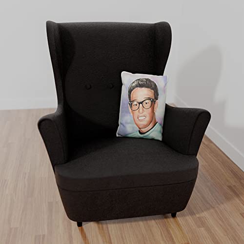 Buddy Holly Canvas Throw Pillow for Couch or Sofa at Home & Office by Artist Mike Bennett 13" x 19".