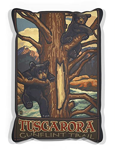 Tuscarora Gunflint Trail Minnesota Two Bear Cubs Canvas Throw Pillow for Couch or Sofa at Home & Office from Travel Artwork by Artist Paul A. Lanquist 13" x 19".