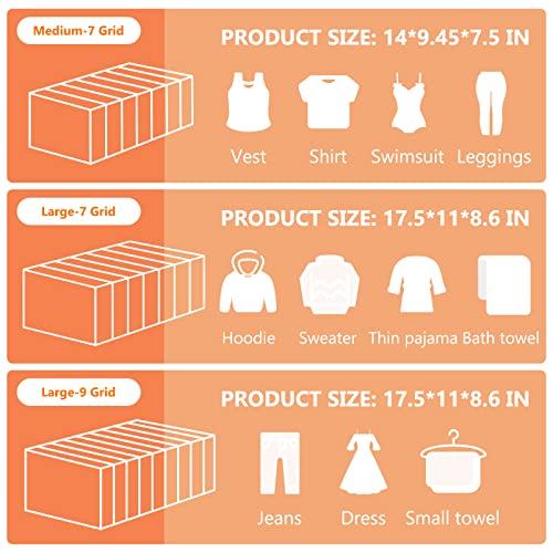 Clothes Organizer for Folded Clothes, 2PCS Closet Organizer for Jeans-7 Grids, Wardrobe Clothes Organizer, Drawer Organizers for Clothing for Jeans/Trousers/T Shirt/Underwear