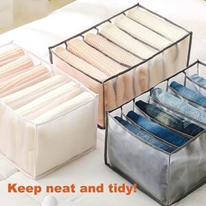 Clothes Organizer for Folded Clothes, 2PCS Closet Organizer for Jeans-7 Grids, Wardrobe Clothes Organizer, Drawer Organizers for Clothing for Jeans/Trousers/T Shirt/Underwear