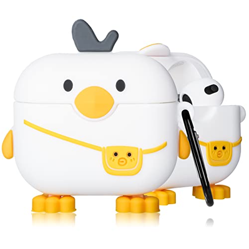 Mulafnxal for Airpods 3 3rd Generation Case Cute 3D Lovely Unique Cartoon for Airpod 3 Silicone Cover Fun Funny Cool Design Fashion Cases for Boys Girls Kids Teen for Air pods 3 (2021) (White Duck)