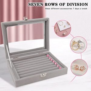 V-BICUIYUAN Portable Velvet Jewelry Box Organizers - Multifunction Jewelry Holder Earring Holder Travel Jewelry Box Save Space Suitable Gift For Girls Or Women (Gray) 1