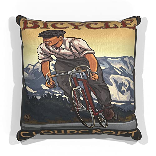 Cloudcroft Canvas Throw Pillow for Couch or Sofa at Home & Office from Travel Artwork by Artist Paul A. Lanquist 18" x 18".