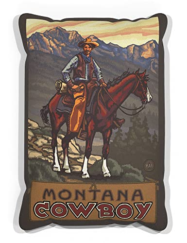 Montana Ranch Hand Canvas Throw Pillow for Couch or Sofa at Home & Office from Travel Artwork by Artist Paul A. Lanquist 13" x 19".