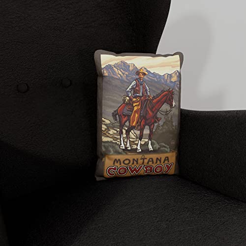 Montana Ranch Hand Canvas Throw Pillow for Couch or Sofa at Home & Office from Travel Artwork by Artist Paul A. Lanquist 13" x 19".