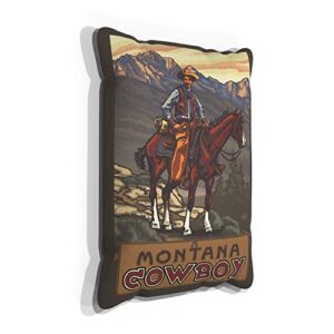 Montana Ranch Hand Canvas Throw Pillow for Couch or Sofa at Home & Office from Travel Artwork by Artist Paul A. Lanquist 13" x 19".