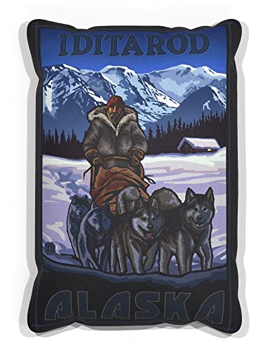 Iditarod Alaska Sled Dogs Canvas Throw Pillow for Couch or Sofa at Home & Office from Travel Artwork by Artist Paul A. Lanquist 13" x 19".