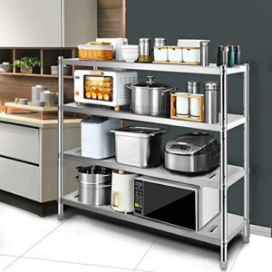 vevor storage shelf, 4-tier storage shelving unit, stainless steel garage shelf, 59.1 x 17.7 x 61 inch heavy duty storage shelving, 529 lbs total capacity with adjustable height and vent holes