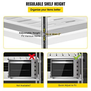 VEVOR Storage Shelf, 4-Tier Storage Shelving Unit, Stainless Steel Garage Shelf, 59.1 x 17.7 x 61 inch Heavy Duty Storage Shelving, 529 Lbs Total Capacity with Adjustable Height and Vent Holes