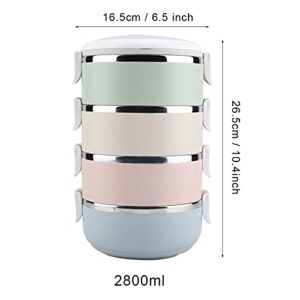 Haofy Stainless Steel Lunch Box Portable Stainless Steel Lunch Box Container Bento Box Food Container(Four layers 2800ml)