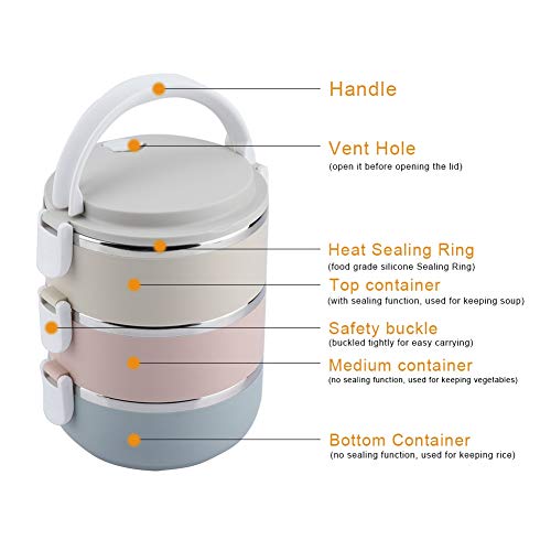 Haofy Stainless Steel Lunch Box Portable Stainless Steel Lunch Box Container Bento Box Food Container(Four layers 2800ml)