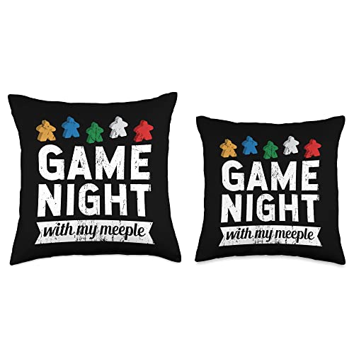 Game Night With My Meeple Funny Gift Board Game Player Throw Pillow, 18x18, Multicolor