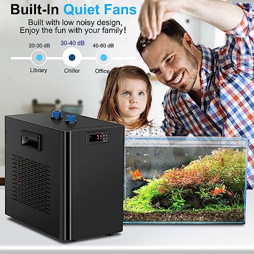 42 Gal Aquarium Chiller, 1/10 HP Fish Tank Water Chiller with Quiet Design Compressor, Refrigeration for Hydroponic System Axolotl Jellyfish Coral Reef 160L Black